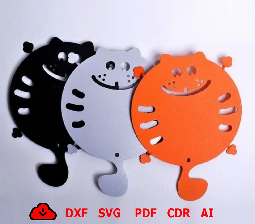 Wooden Decorative Cat Coaster Laser Cut SVG File, Cat Cutting or ...