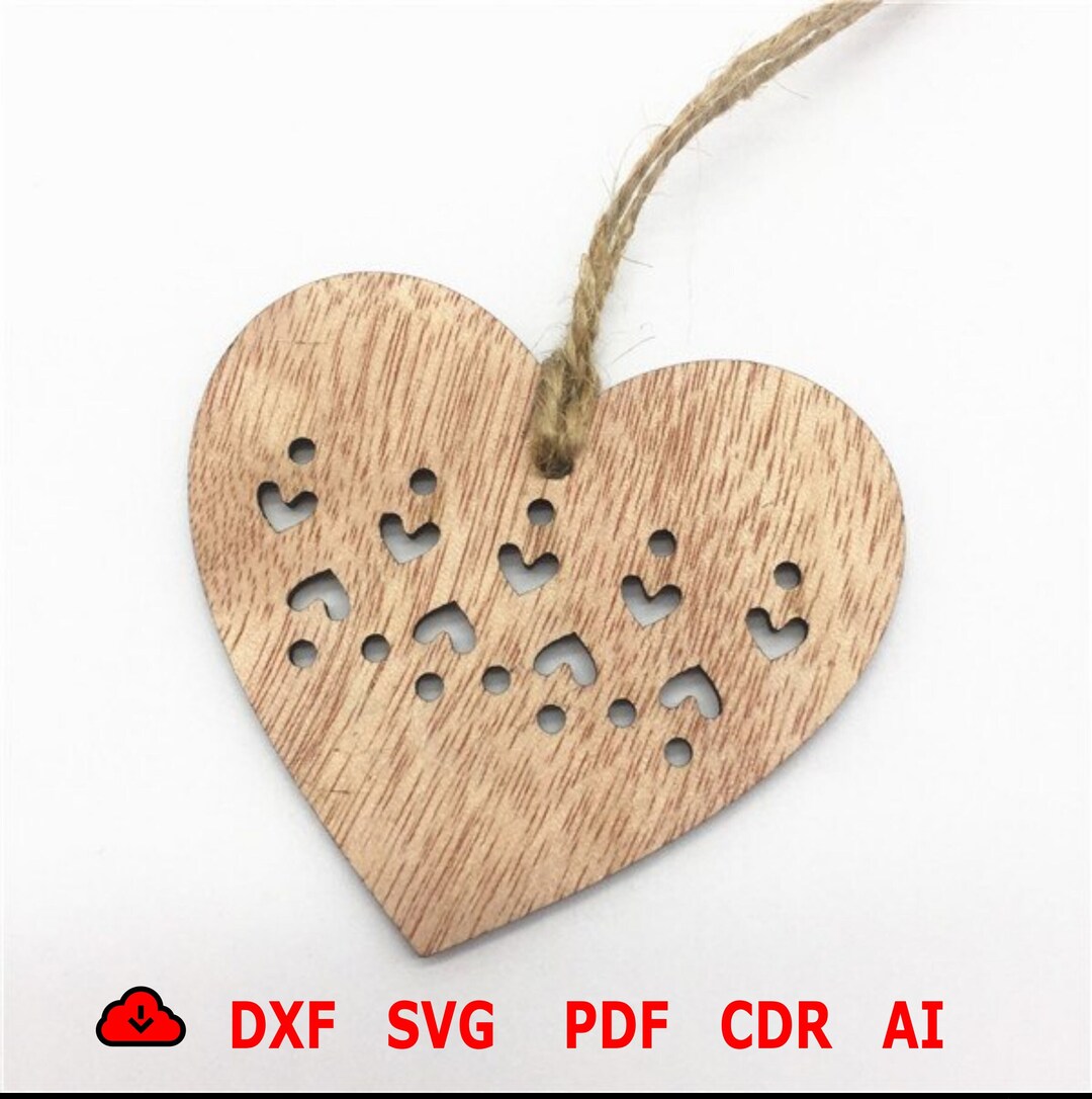 Wooden Heart Gift Tag Laser Cut, Paper Heart Gift Tag Svg, Heart ...