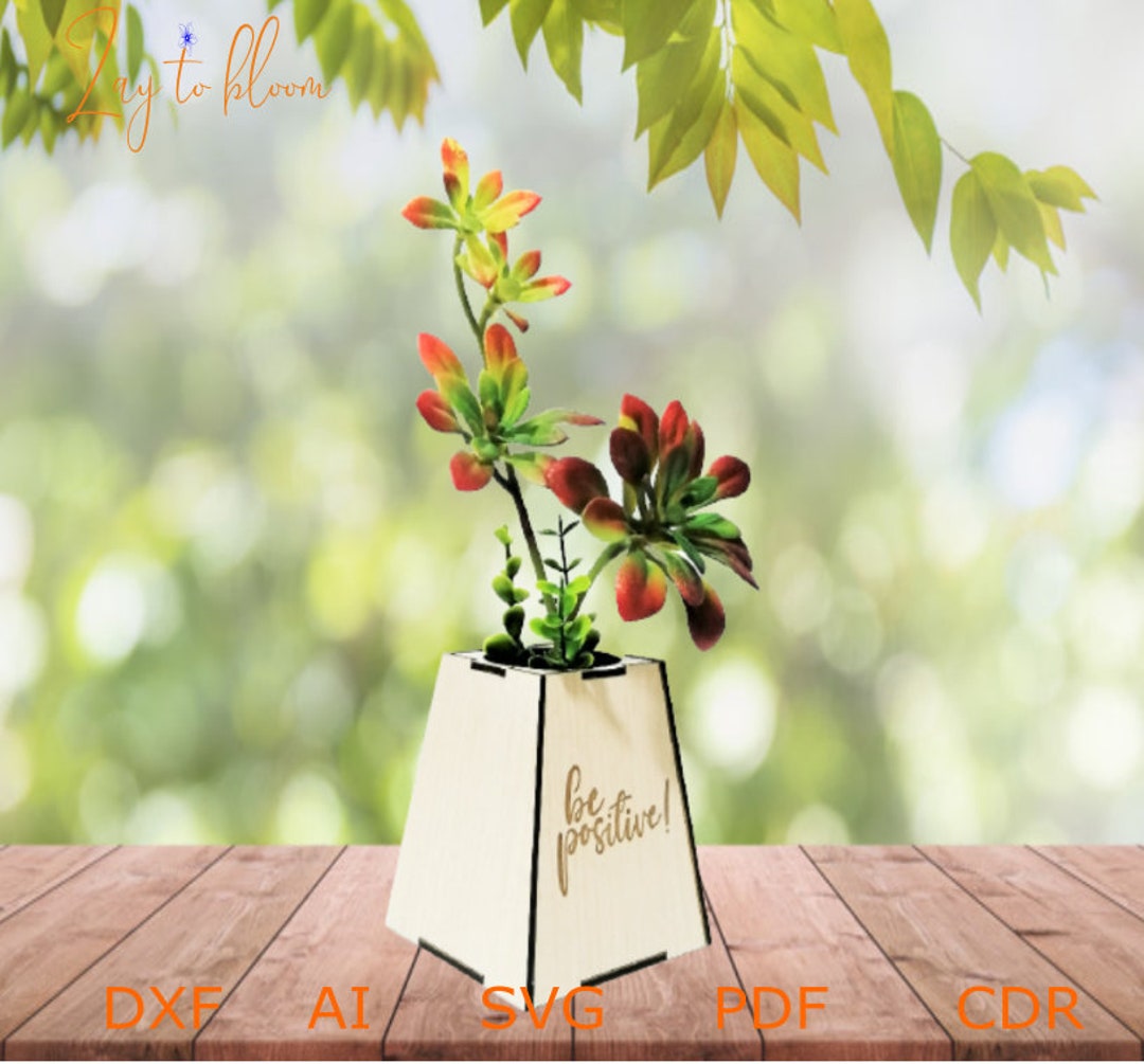 DXF Files for Laser Wooden Pot for Succulents Flowers , Vector Projects ...