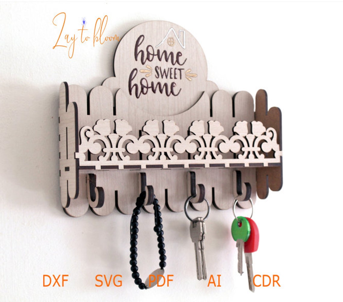 DXF and AI Files for Laser Wooden Key Holder and Mail - Etsy