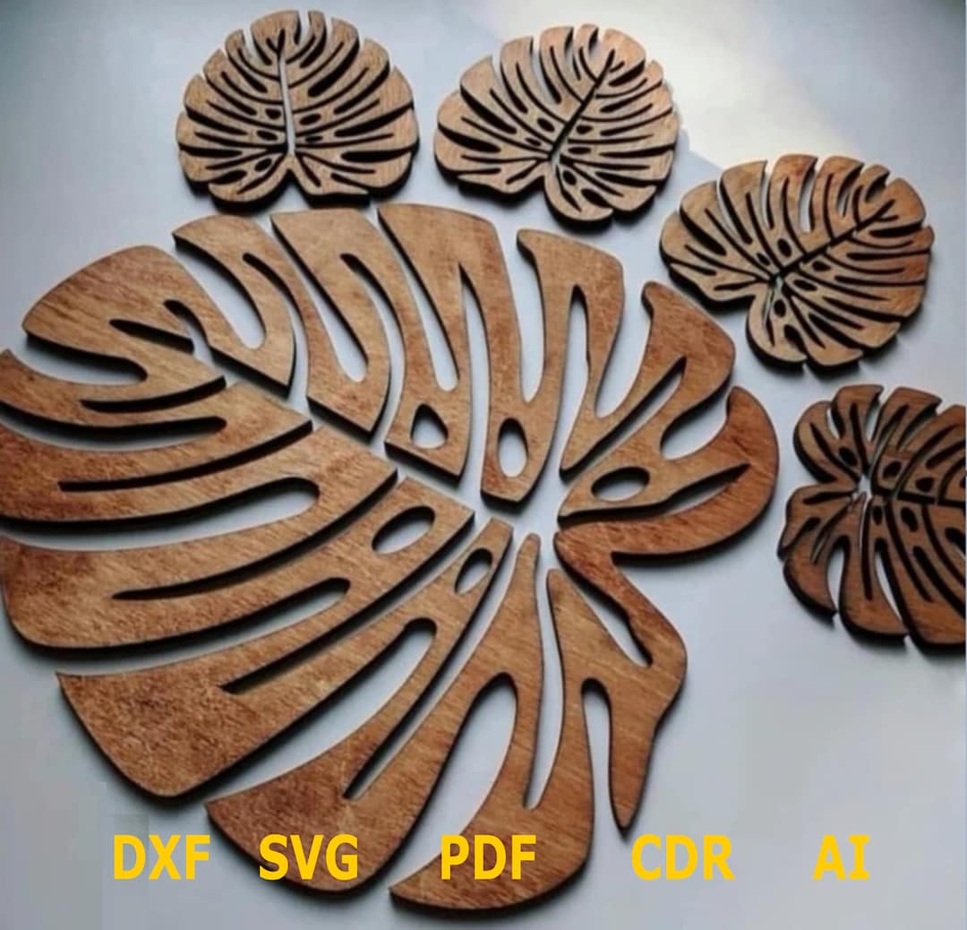 Wooden Decorative Coaster Laser Cut SVG File, Frame Svg, Leaf Cutting ...