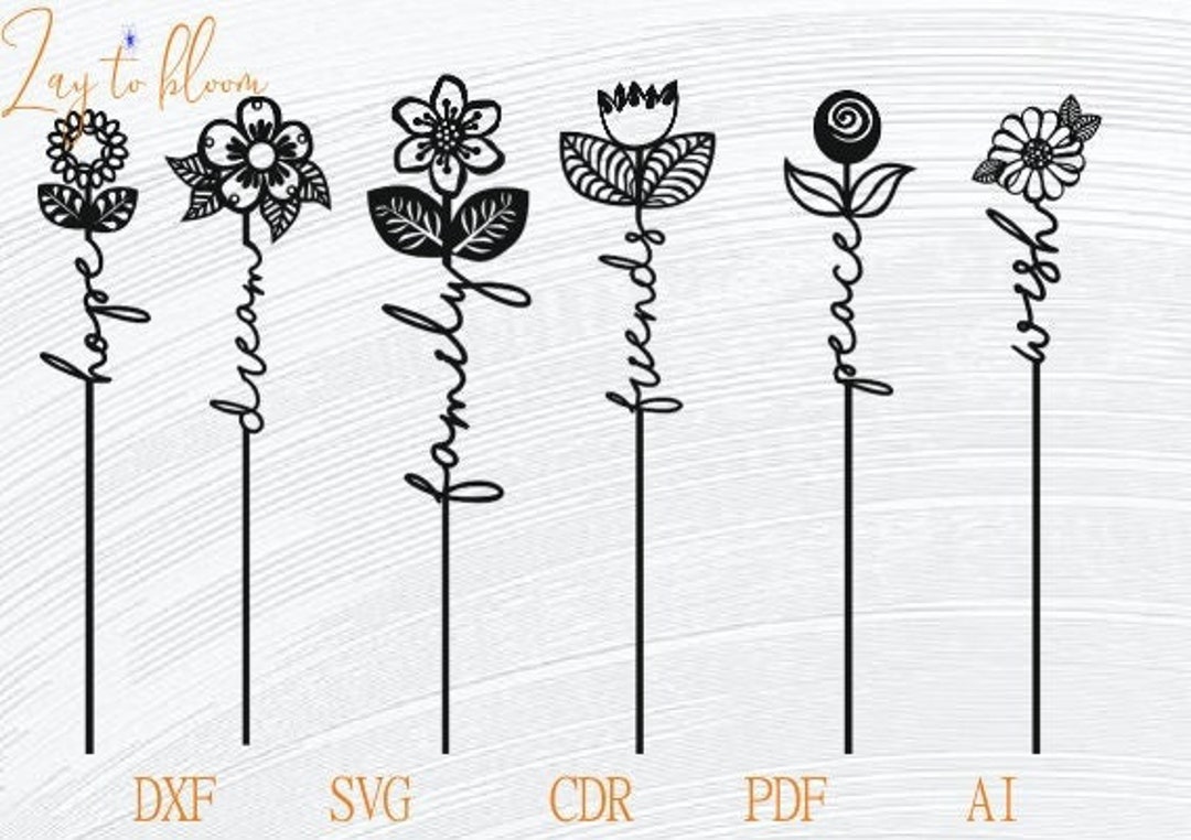 Flower and Roses SVG Bundle With Words Laser Cut, Flower Bouquet Sign ...