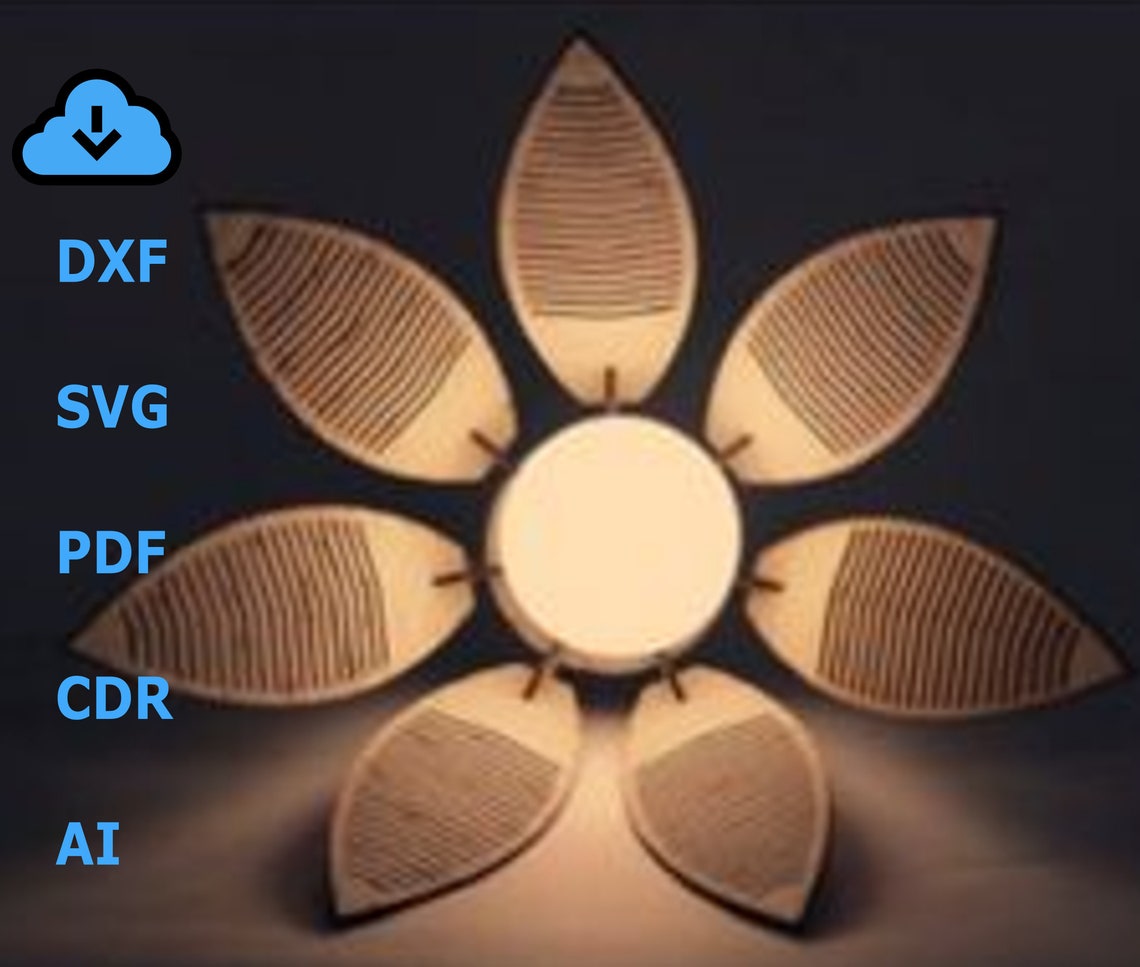 Decorative Flower Lamp Laser Cut, Wooden Table Lamp, Flower Lamp ...