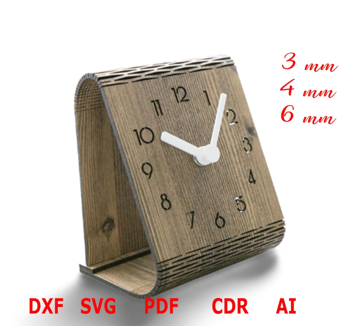 3mm 4 Mm 6mm DXF Files for Laser Wooden Decorative Desk Table Clock ...