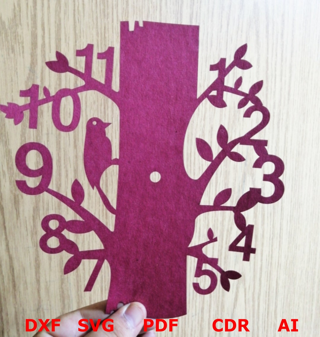 Decorative Wall Clock, Tree Clock Cutting or Printing Wall Decor, SVG ...
