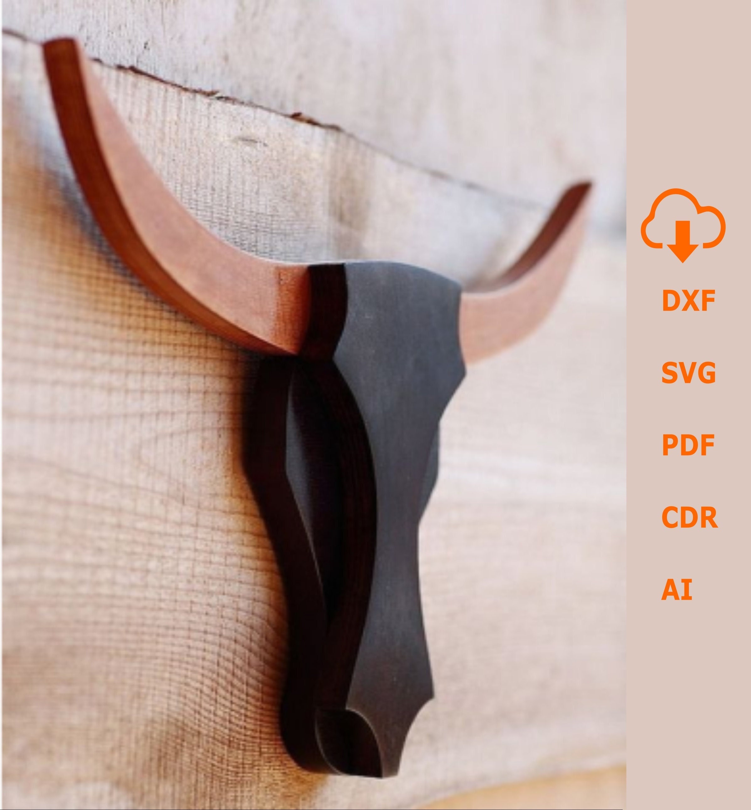 Wooden Wall Bull Head Laser Cut, Wall Bull Head Cut Files, Wall ...