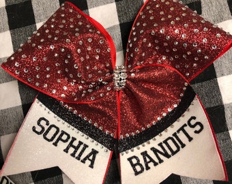 Custom Stripes and Tails Cheer Cheerleading Bow - Etsy