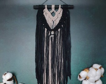 Small Triple Moon Goddess Macrame Wall Hanging With Clear | Etsy UK