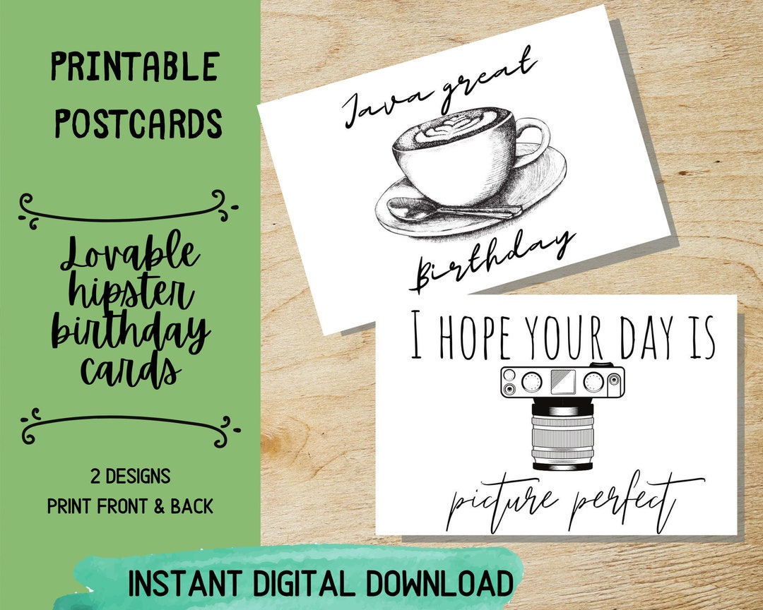 Lovable Hipster Birthday Postcard / Printable Card / Postcard - Etsy