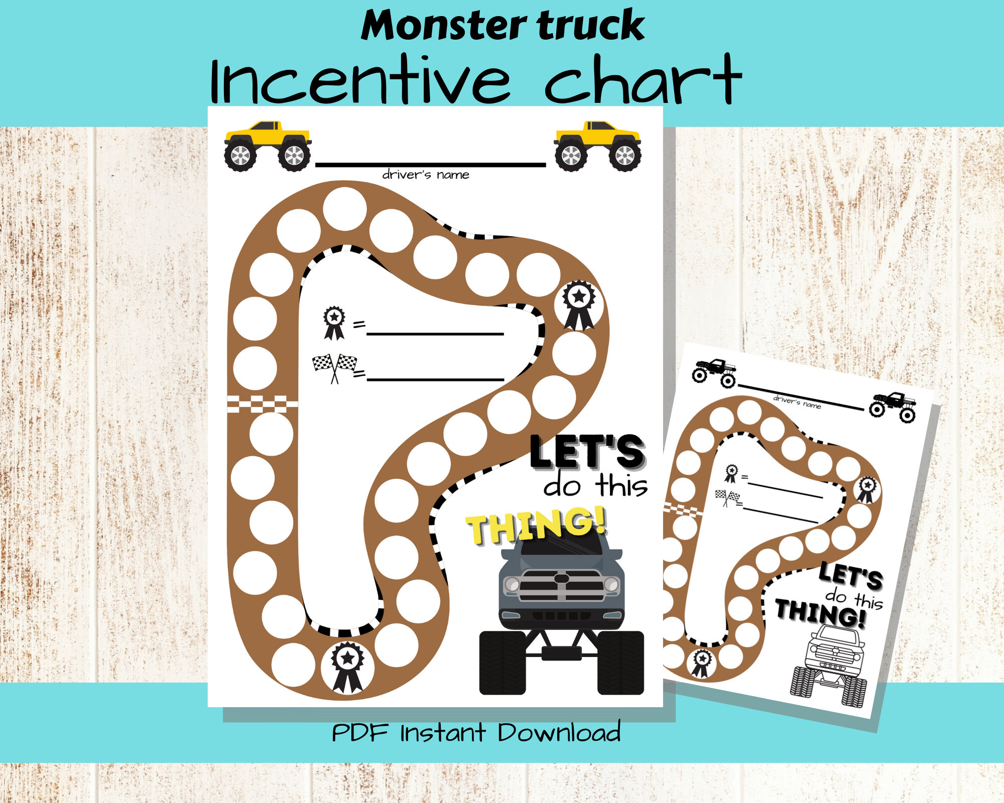 Incentive Chart for Toddler / Kid's Printable / Monster Truck - Etsy