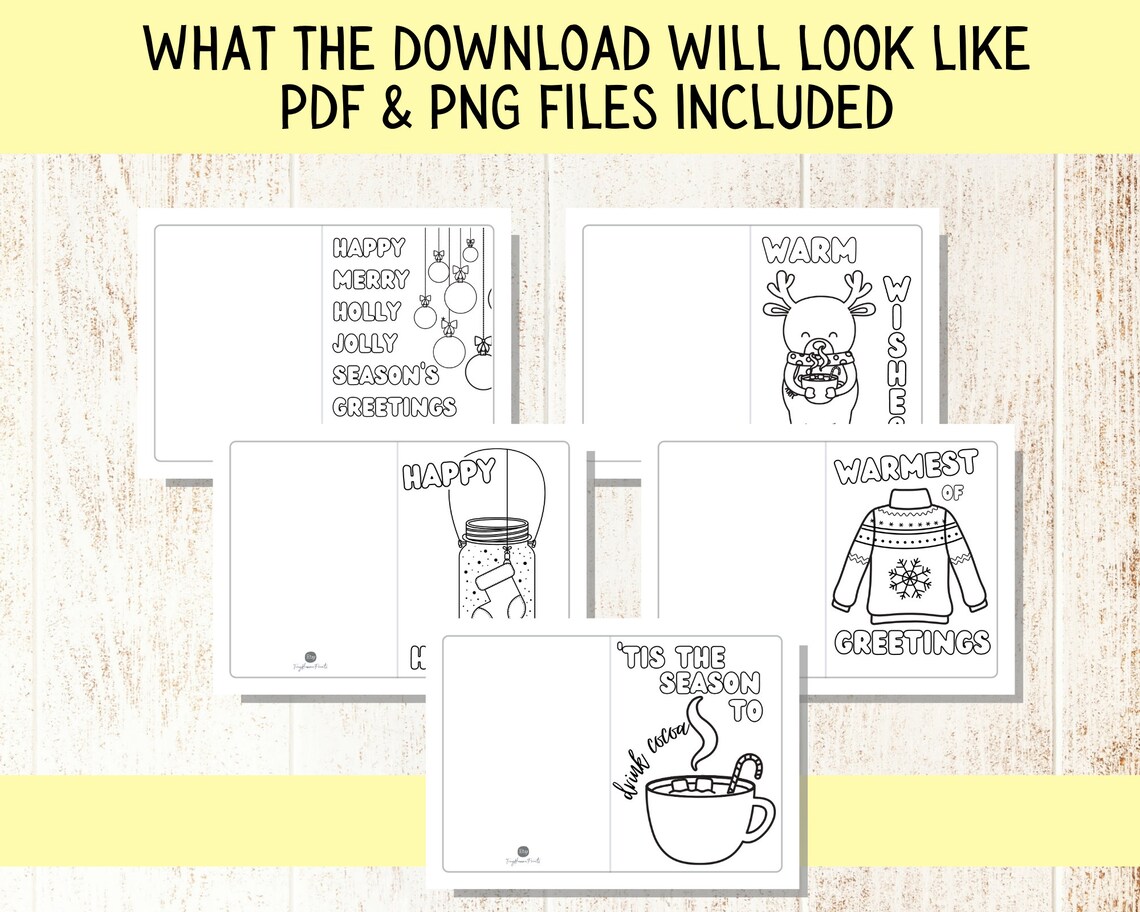 Printable Holiday Card / Kids Christmas Cards / Coloring Pages for ...