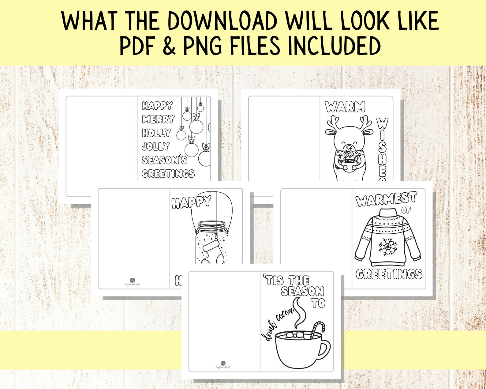 Printable Holiday Card / Kids Christmas Cards / Coloring Pages for ...