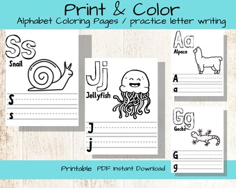 ABC Practice Coloring Pages Printable Worksheets Alphabet - Etsy