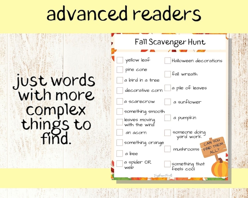 Fall Scavenger Hunt / Autumn Scavenger Hunt / Fall Activity / Outdoor ...