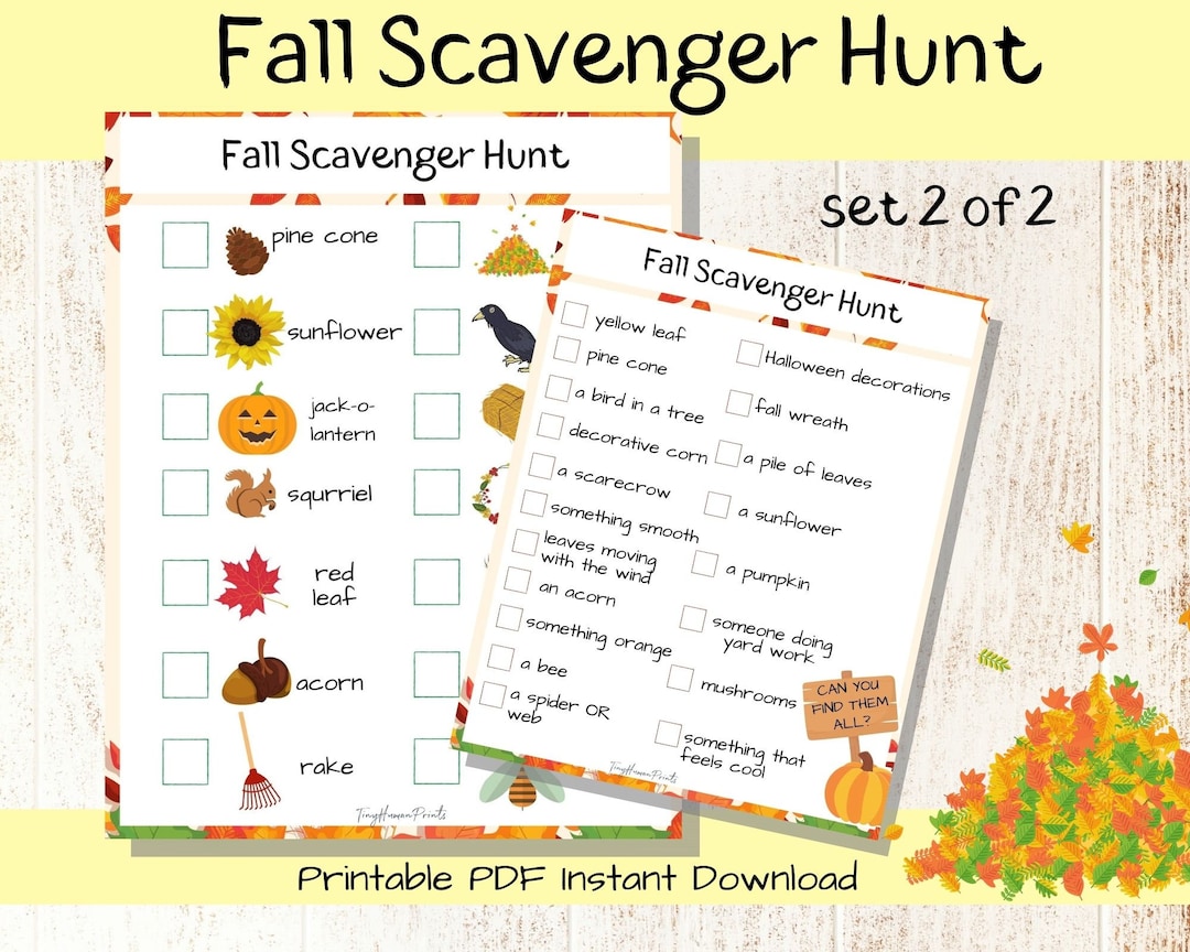 Fall Scavenger Hunt / Autumn Scavenger Hunt / Fall Activity / Outdoor ...