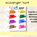 Color Scavenger Hunt Printable / Kids Activity / Color Printable ...