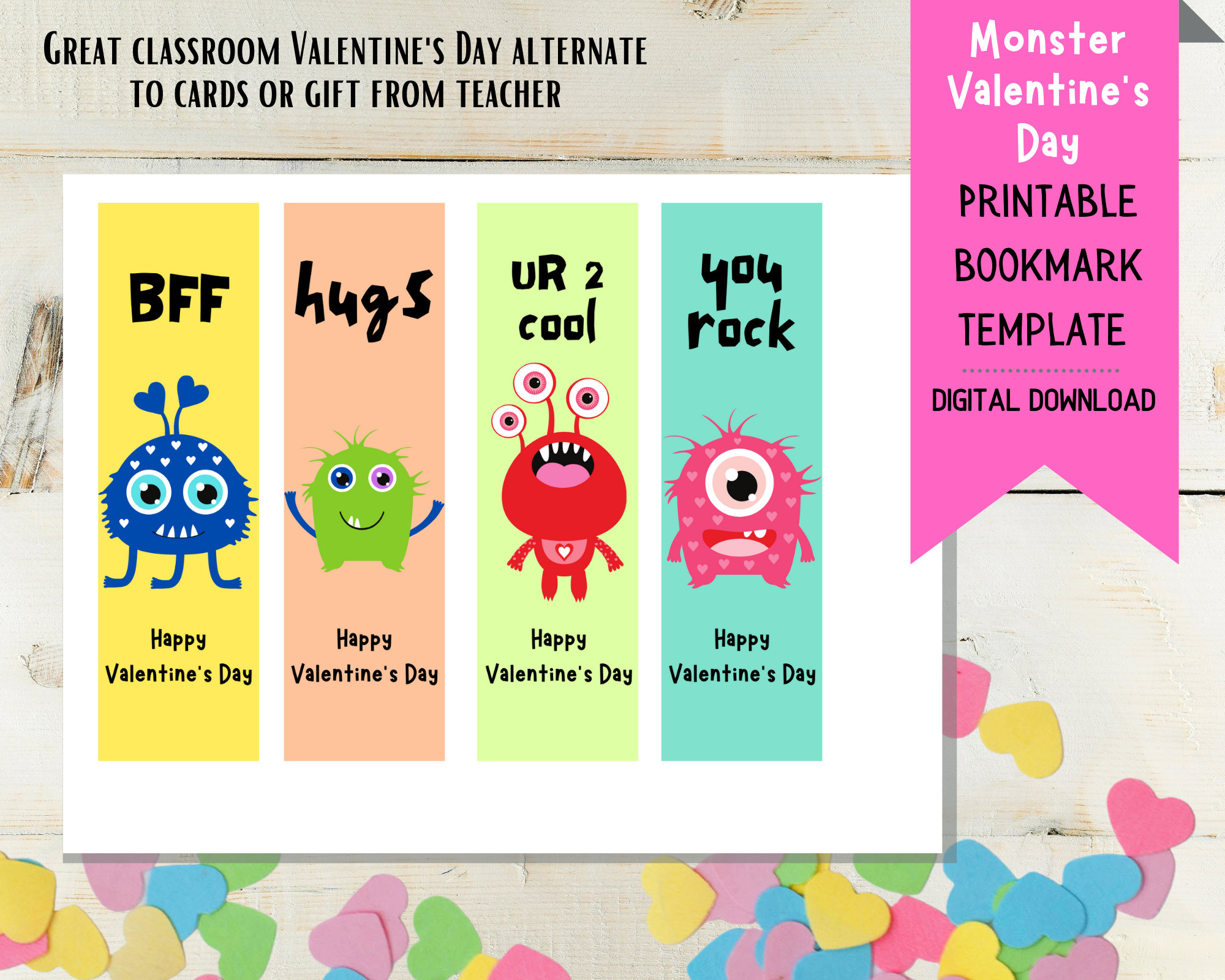 Buy Valentine's Day Bookmark / Classroom Gift / Printable Bookmark ...