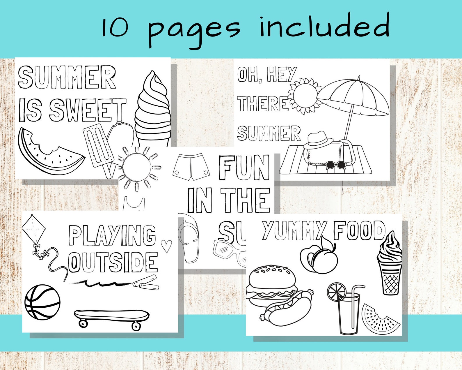 Kids Printable Coloring Pages/summer Time Fun/summer - Etsy