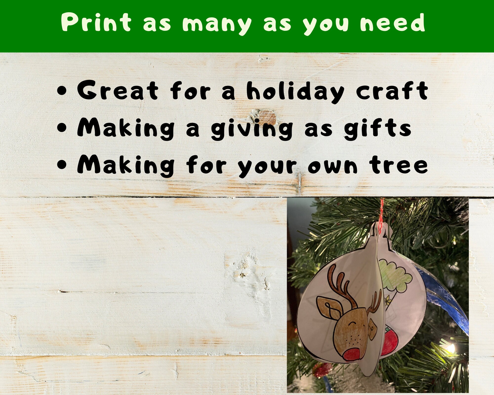 Printable Holiday Craft / 3D Ornaments for Kids / Coloring Pages ...