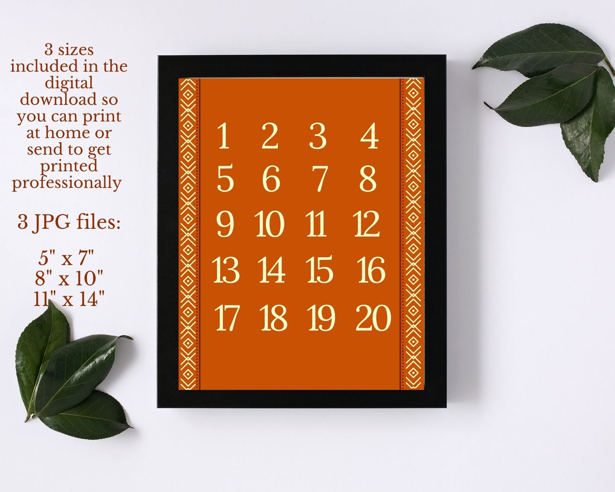 Alphabet and Numbers Decor / Printable Wall Art / Boho Aztec / - Etsy