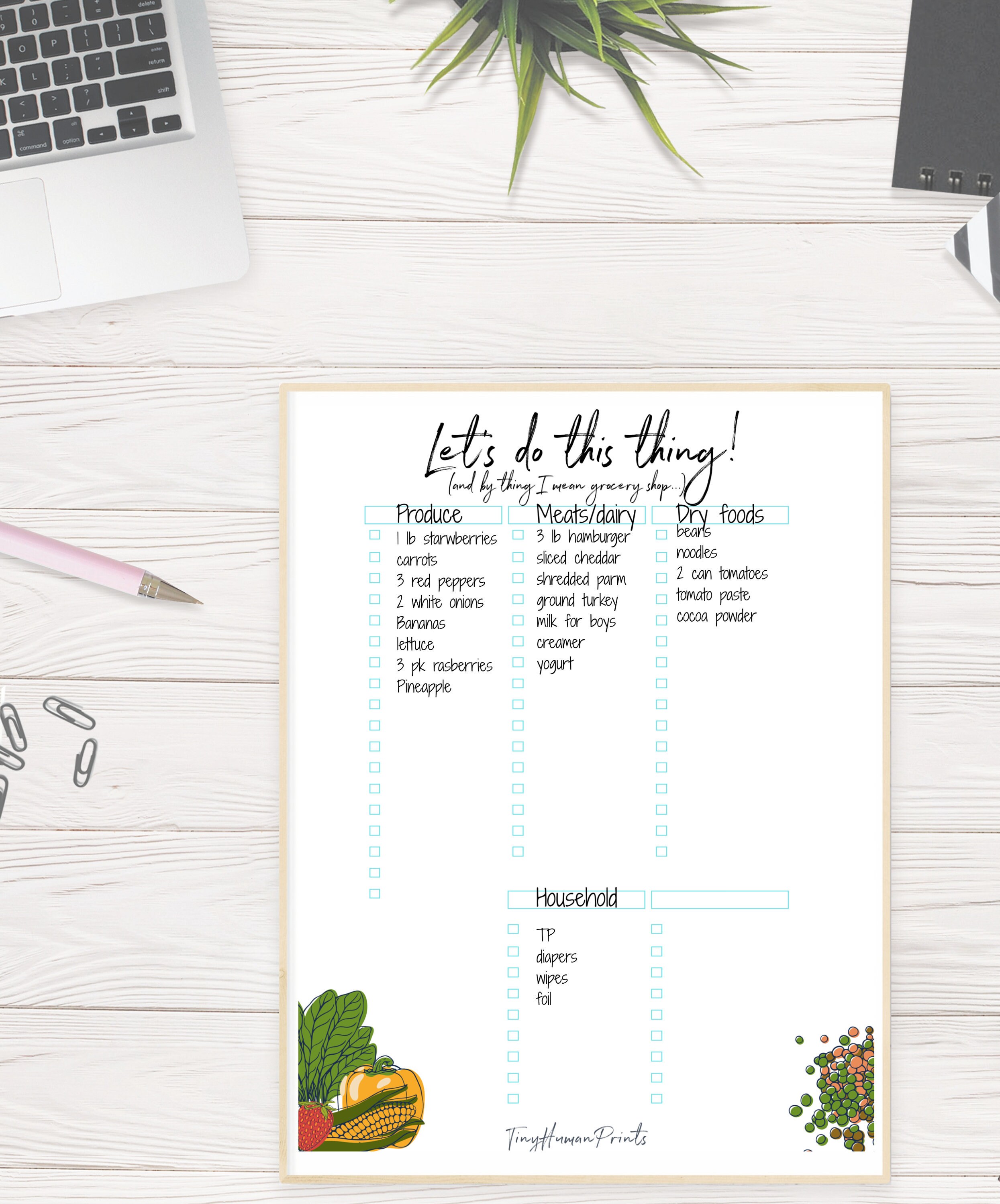 Meal Planning Organizer and Grocery List - Etsy