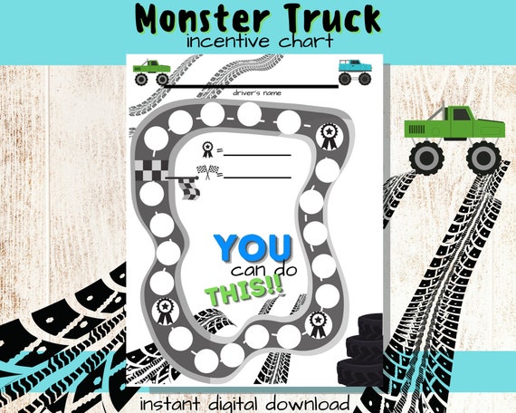 Incentive Chart Monster Trucks Style 2 / Kid's Printable / | Etsy