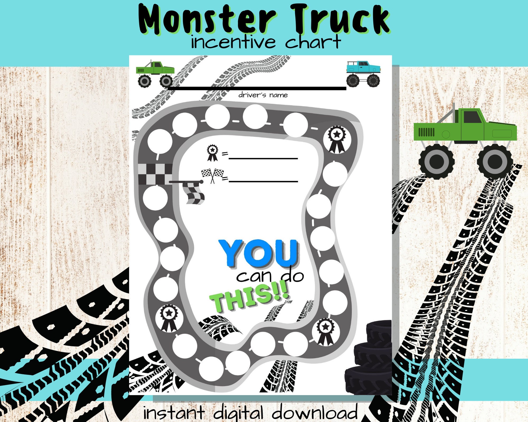 Incentive Chart Monster Trucks Style 2 / Kid's Printable / - Etsy