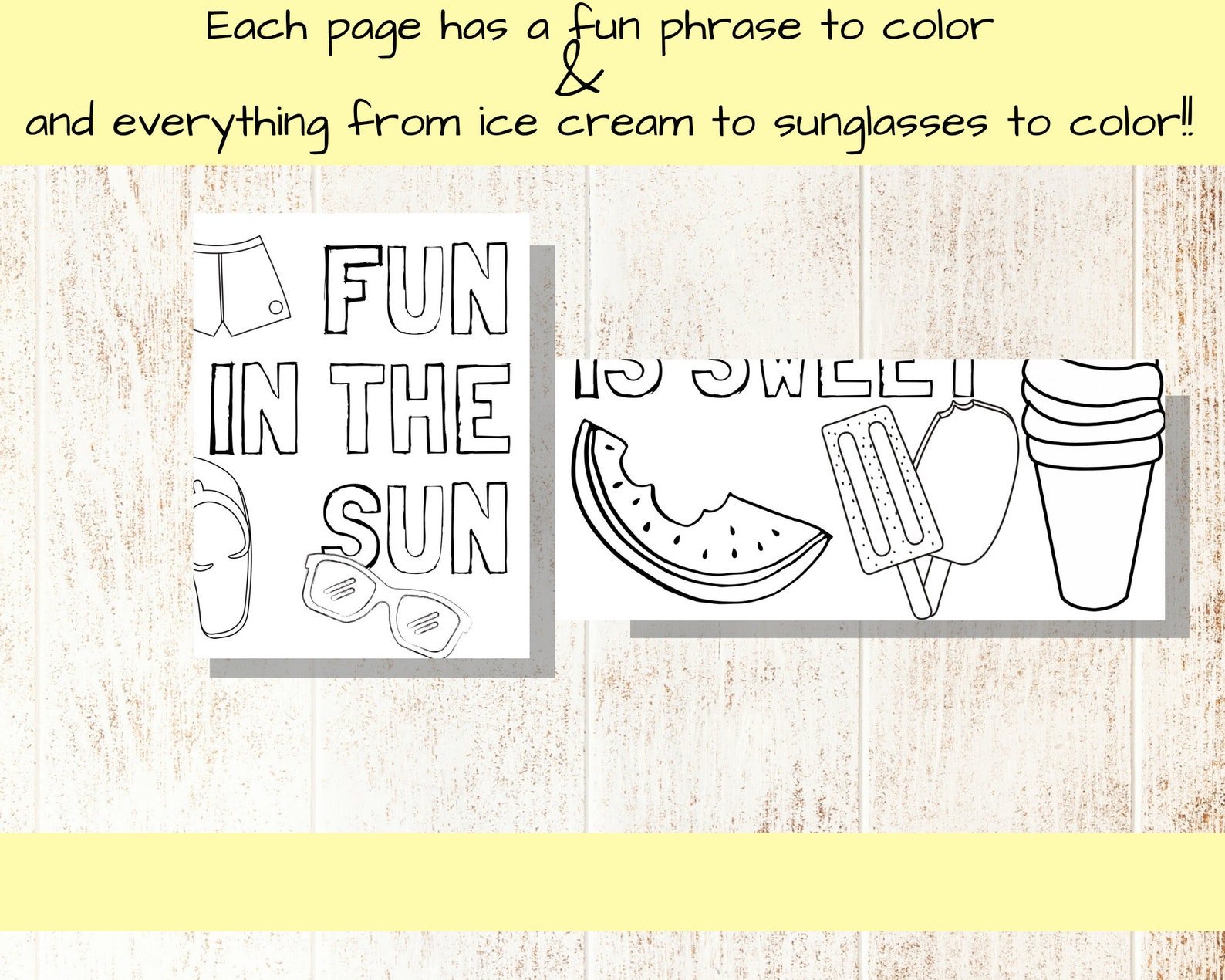Kids Printable Coloring Pages/summer Time Fun/summer - Etsy