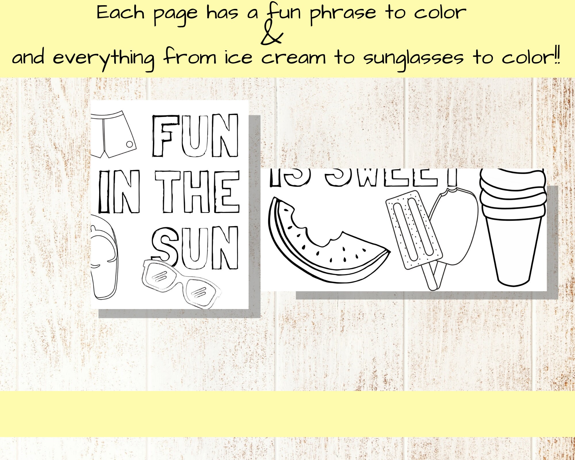Kids Printable Coloring Pages/summer Time Fun/summer - Etsy