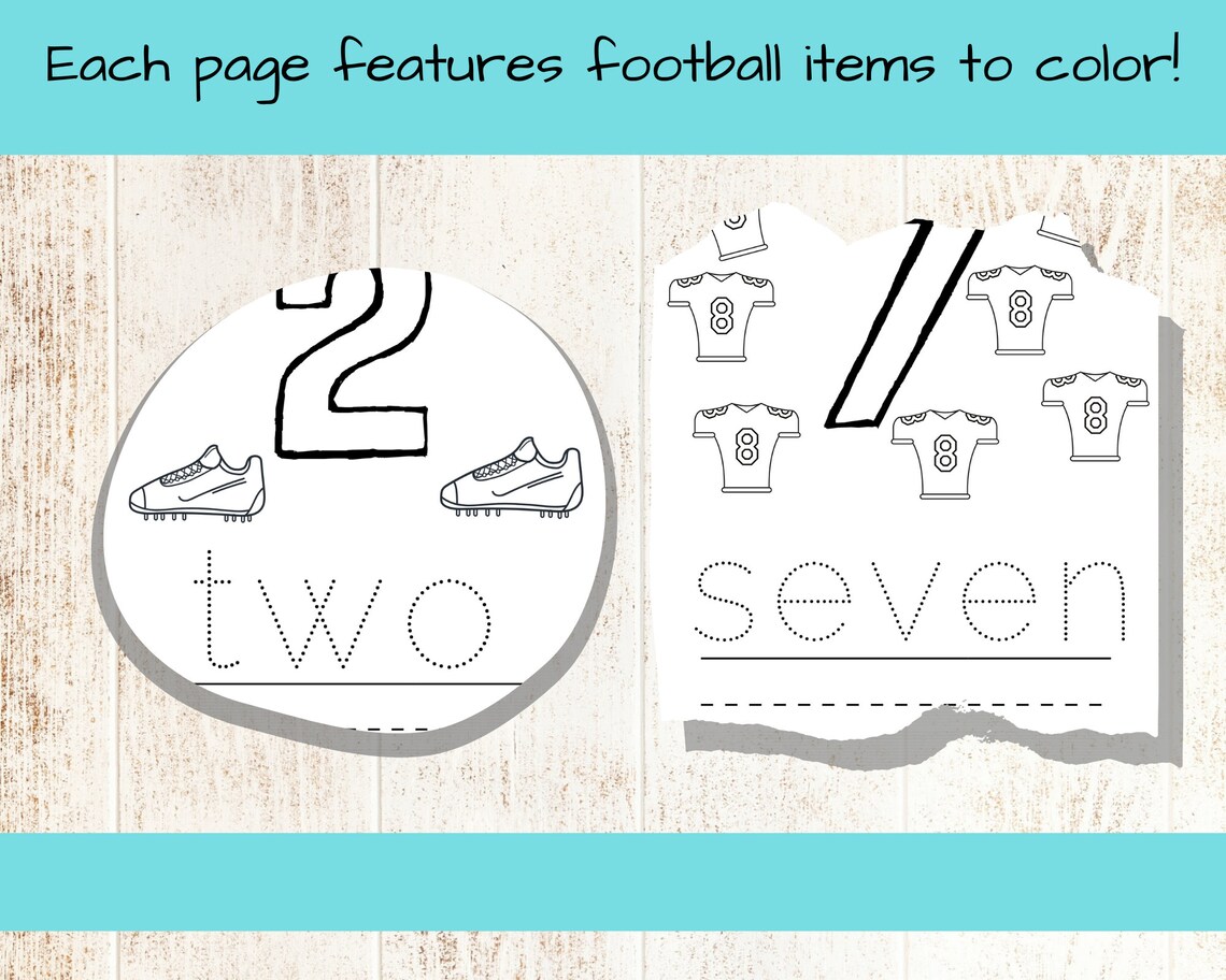 Number Coloring Pages/ Number Worksheet / Football Theme /kids - Etsy