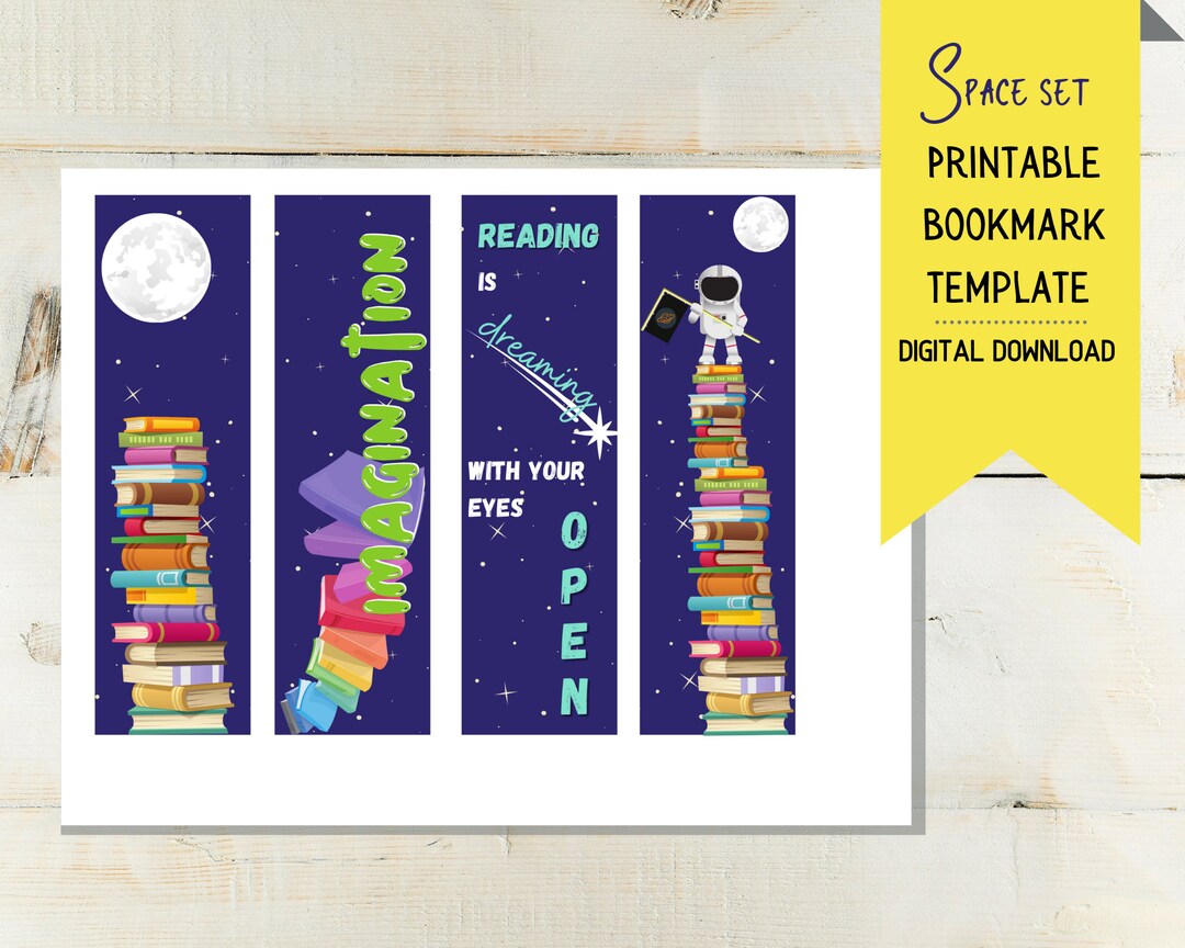 Bookmark Template Printable/ Space Theme / Stocking Stuffer / - Etsy