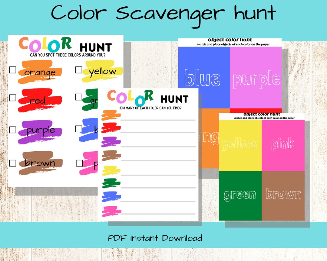 Color Scavenger Hunt Printable / Kids Activity / Color Printable ...