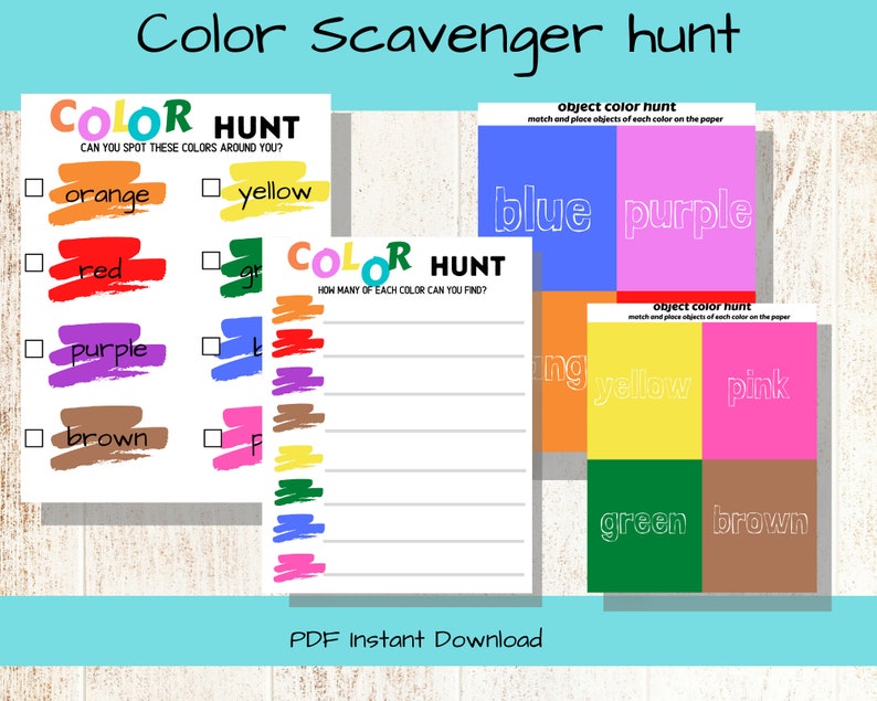 Color Scavenger Hunt Printable / Kids Activity / Color Printable ...