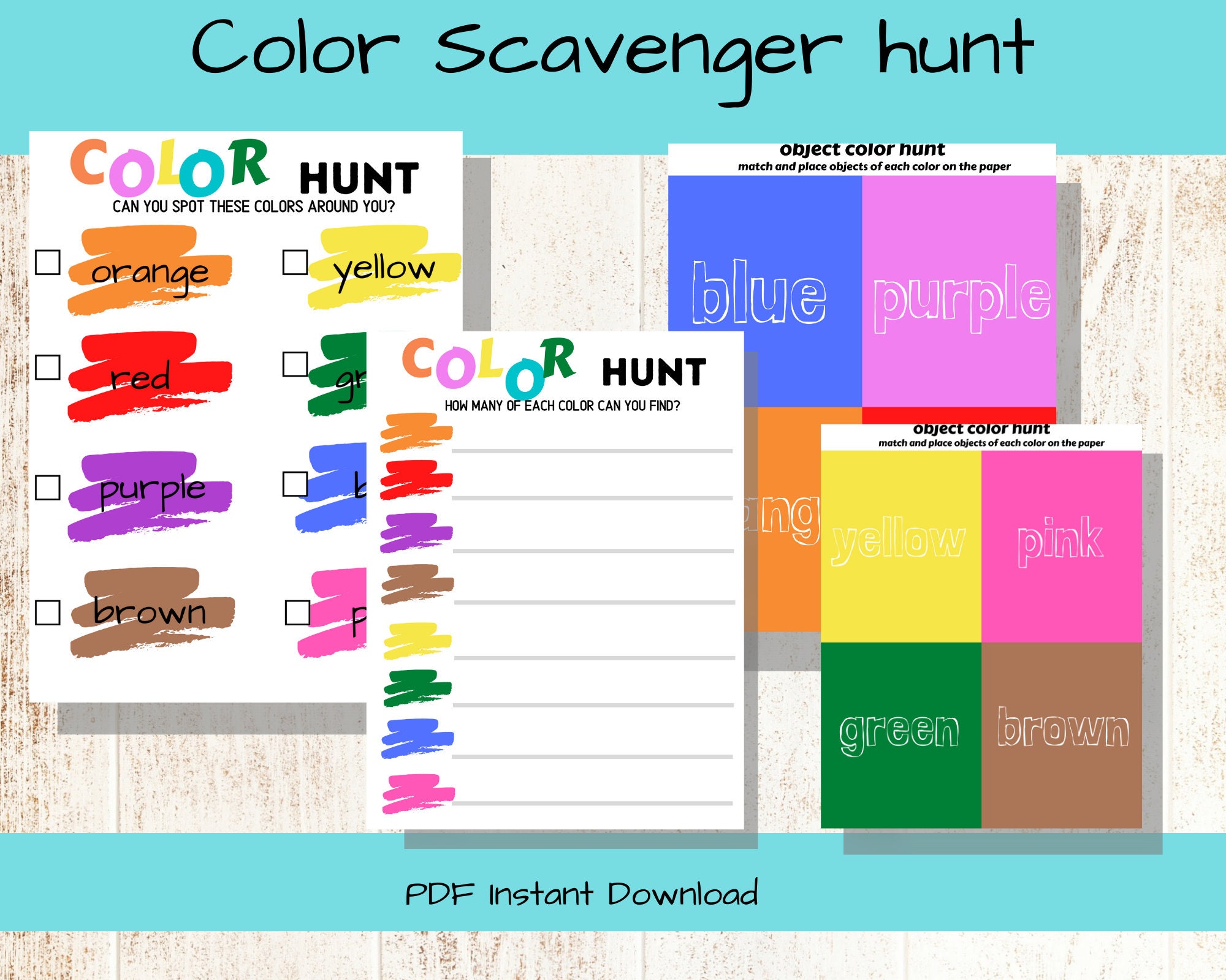Color Scavenger Hunt Printable / Kids Activity / Color Printable ...