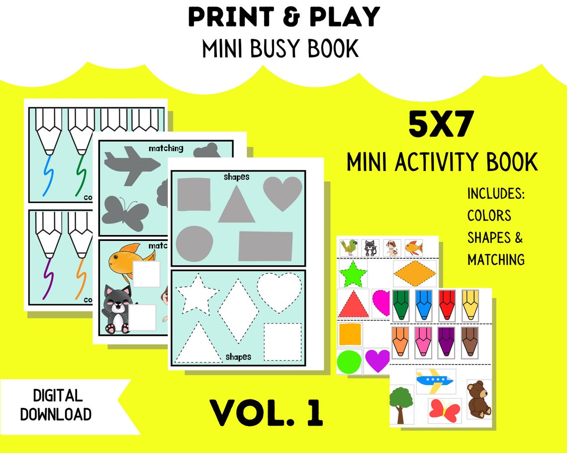 Busy Book for Toddlers / Printable Activities/ Colors / Shapes - Etsy