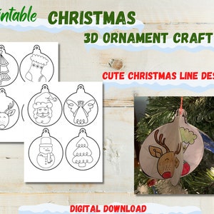 Printable Holiday Craft / 3D Ornaments for Kids / Coloring Pages ...