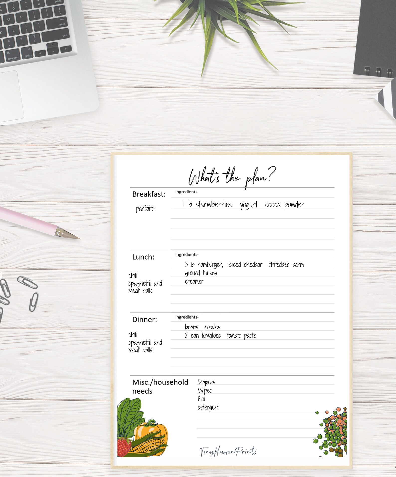 Meal Planning Organizer and Grocery List - Etsy