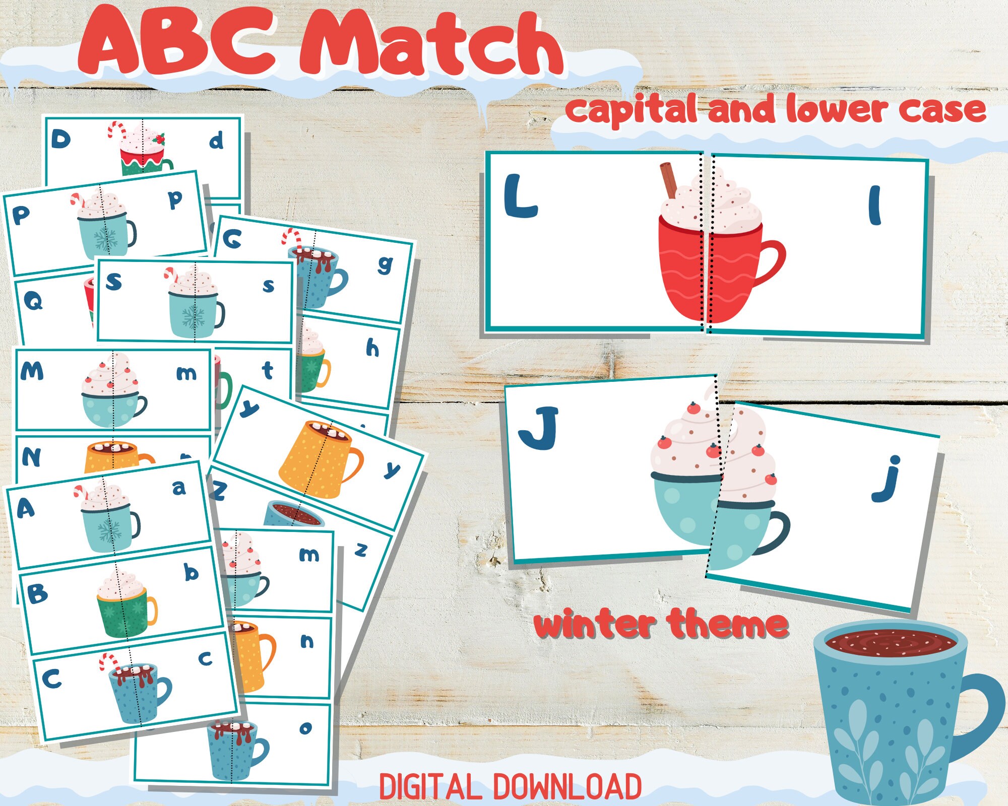 ABC Alphabet Match / Upper Case and Lower Case / Winter Themed ...
