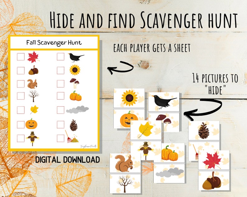 Fall Scavenger Hunt Seek and Find / Indoor Activity for Kids / Autumn ...