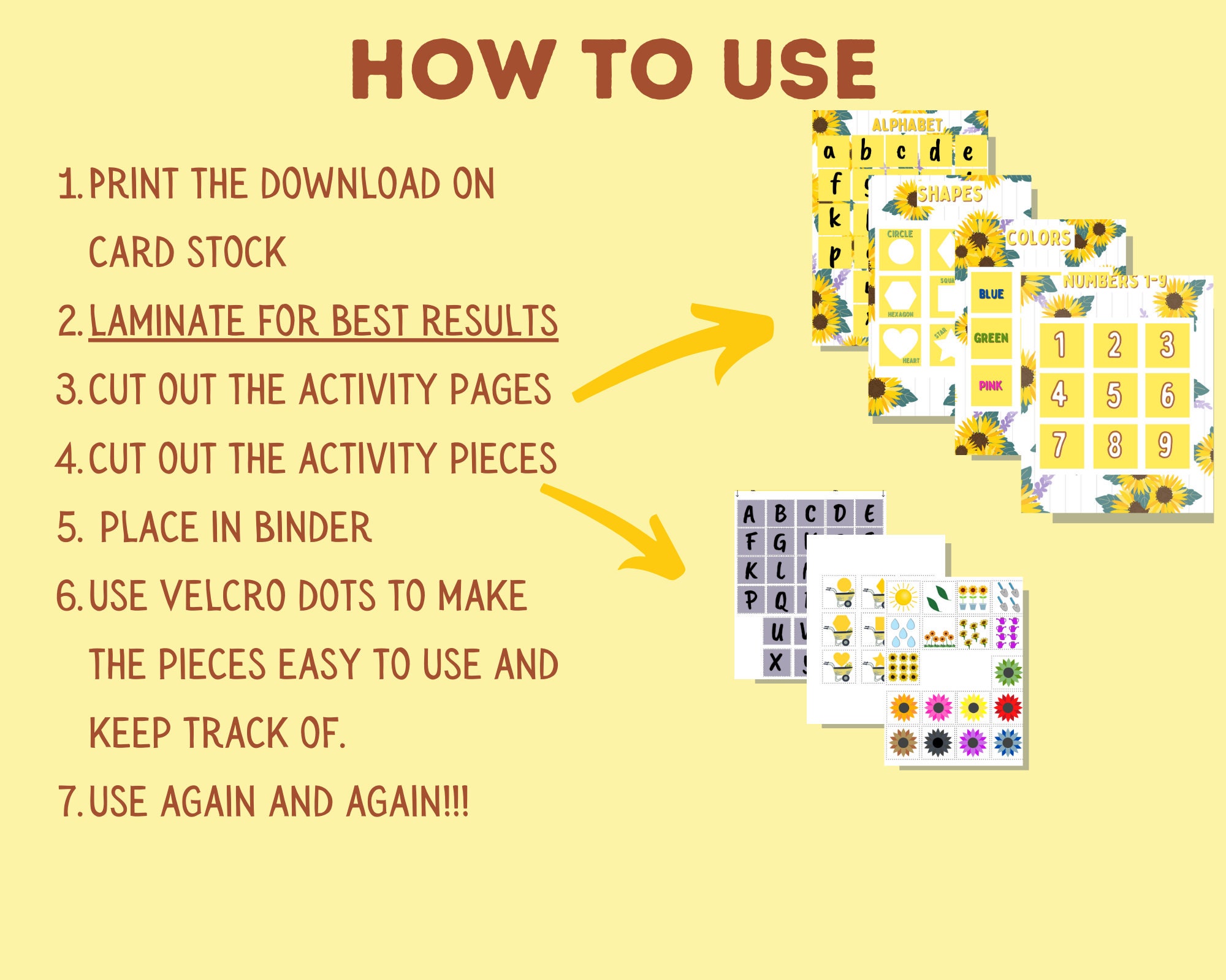 Busy Book / Printable Kids Activity Pages / Sunflower Theme - Etsy