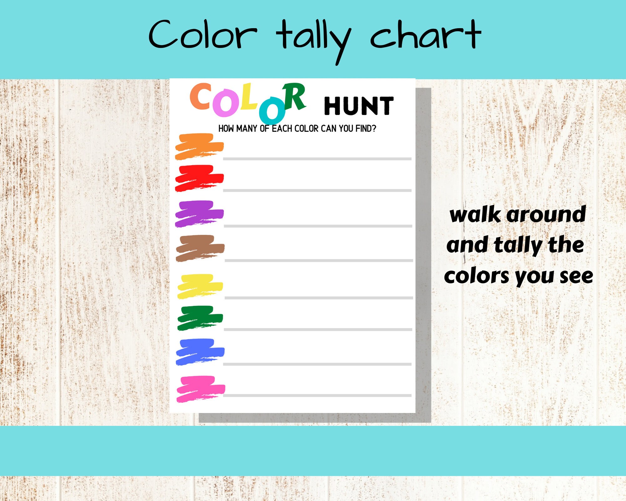 Color Scavenger Hunt Printable / Kids Activity / Color Printable ...