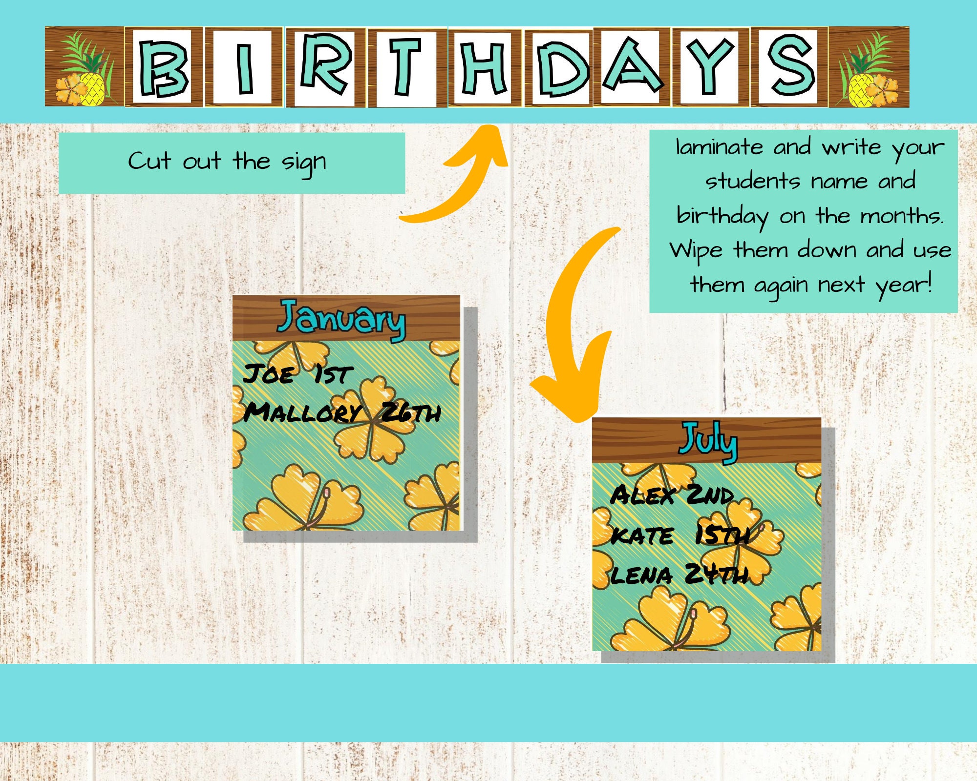 Tropical classroom Island theme birthday board set / classroom | Etsy
