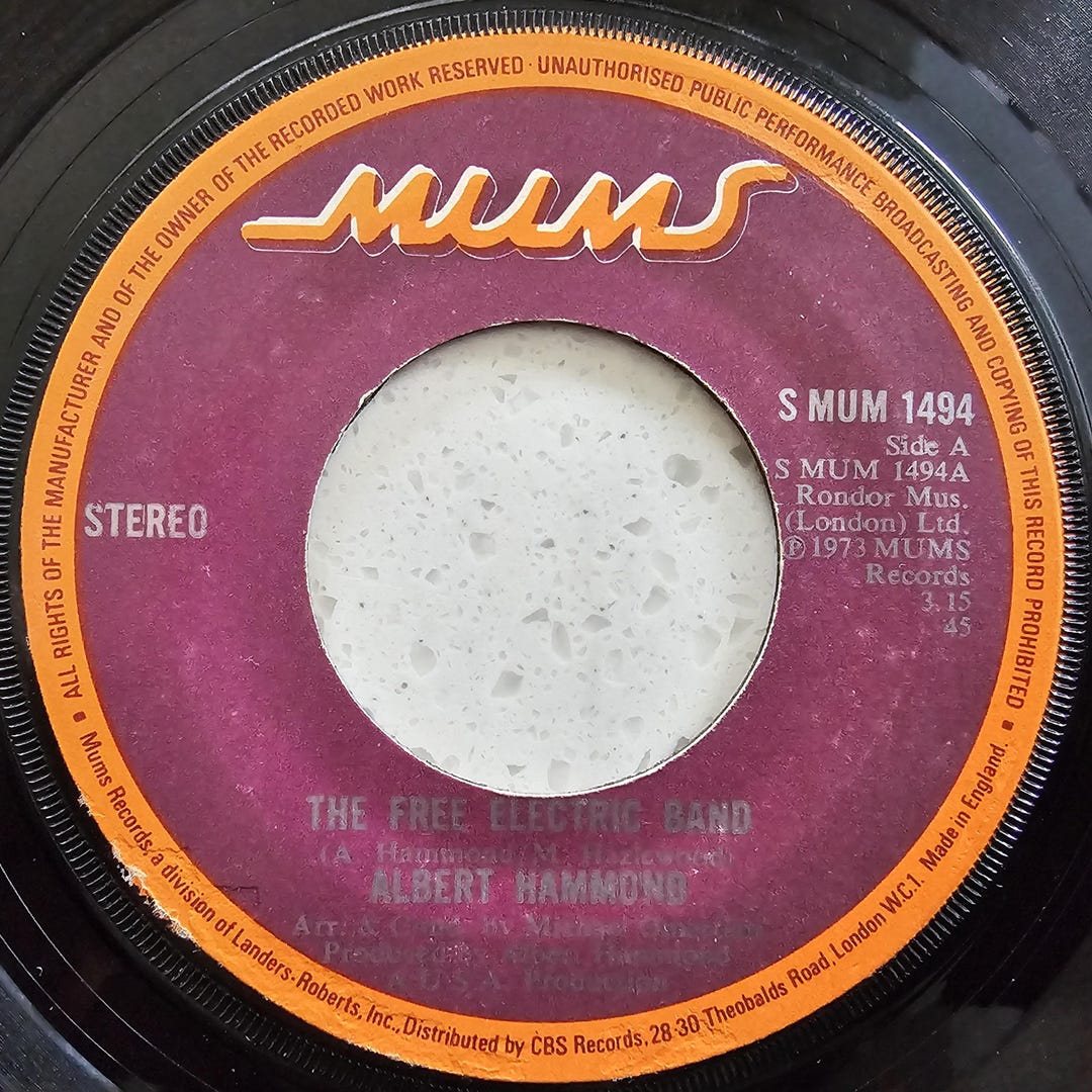 Albert Hammond - the Free Electric Band - Original 1973 UK Jukebox 7 ...