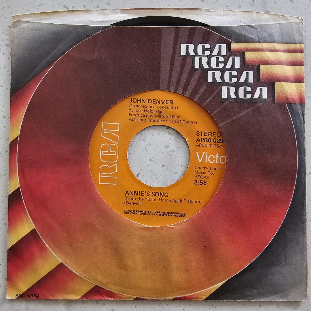 John Denver Annies Song Original 1974 US Import 7 Build A Fantastic Vinyl Record Collection FREE ...