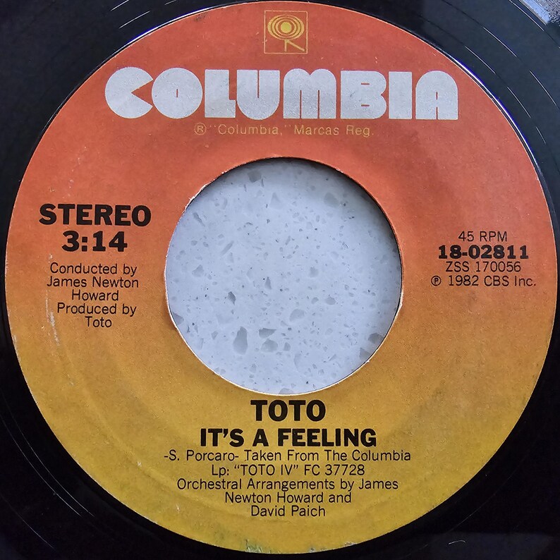 Toto - Rosanna / It's A Feeling - Original 1982 US Jukebox 7" Vinyl ...