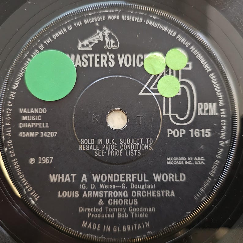 Louis Armstrong - What A Wonderful World - Original 1967 UK 7" Vinyl ...