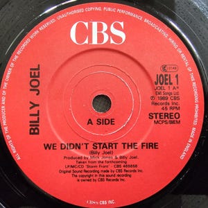Billy Joel - We Didn't Start the Fire - Original 1989 - 7" P/S Vinyl ...