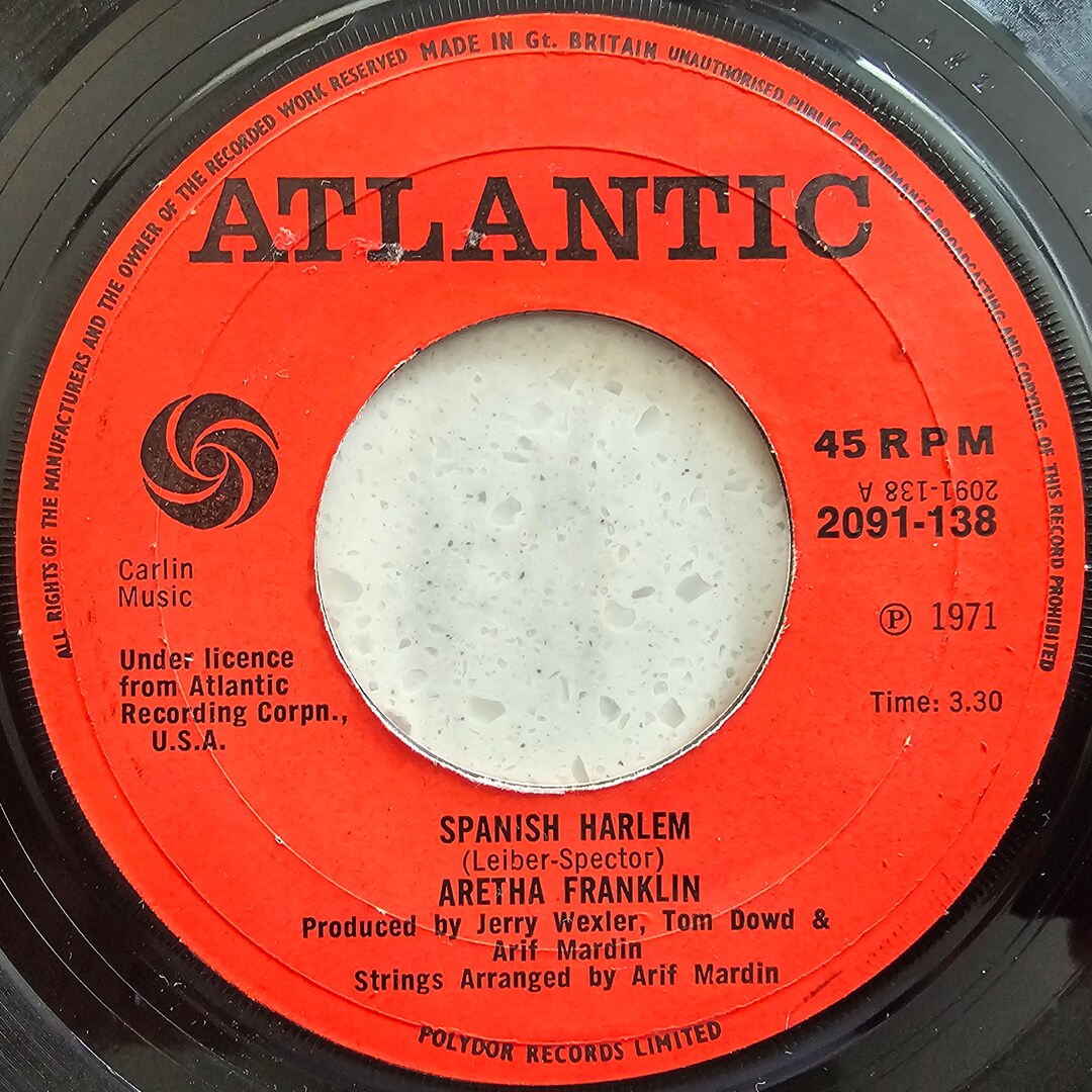 Aretha Franklin - Spanish Harlem / Lean on Me - Original 1971 7" Vinyl ...