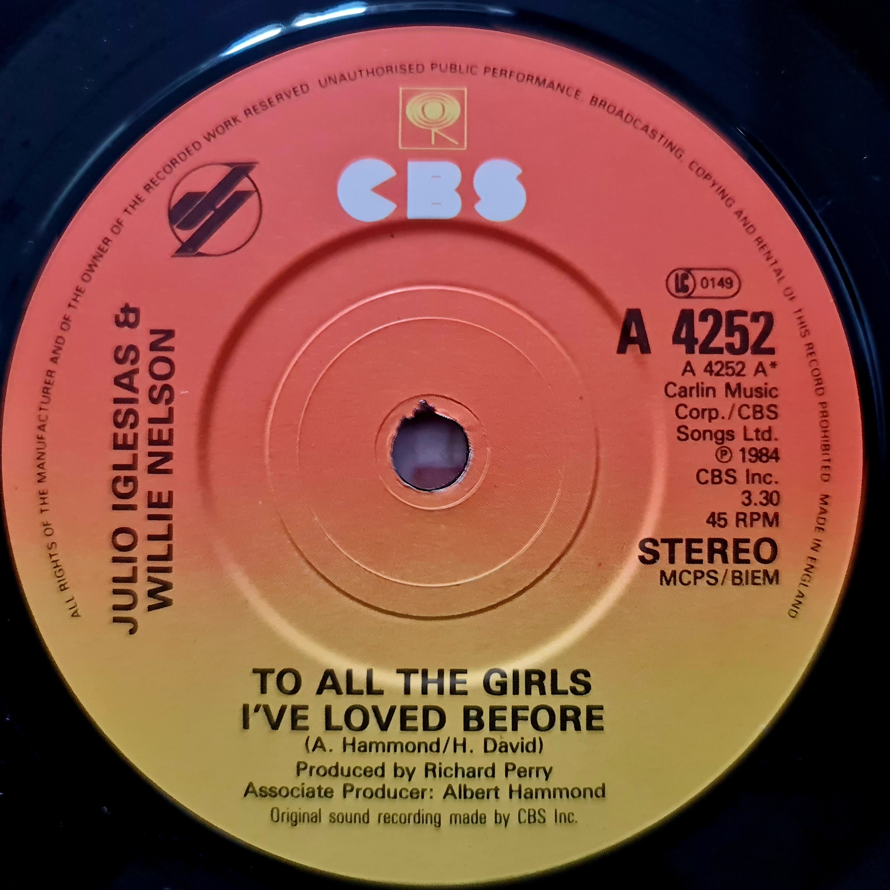 Julio Iglesias & Willie Nelson - to All the Girls I've Loved - 1984 - 7 ...