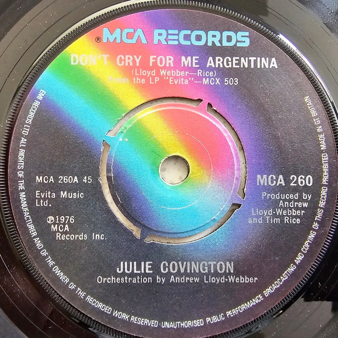 Julie Covington - Don't Cry for Me Argentina - Original 1976 - 7" Vinyl ...